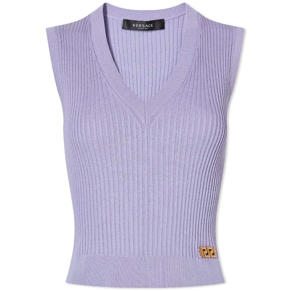 Versace V Neck Cropped Knit Top Versace