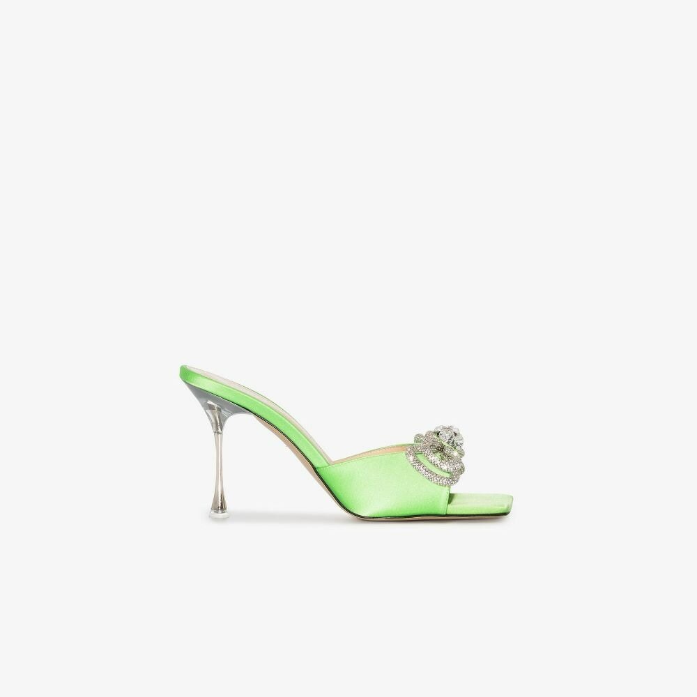 MACH & MACH - Bow Detail Satin Heel Mules MACH & MACH