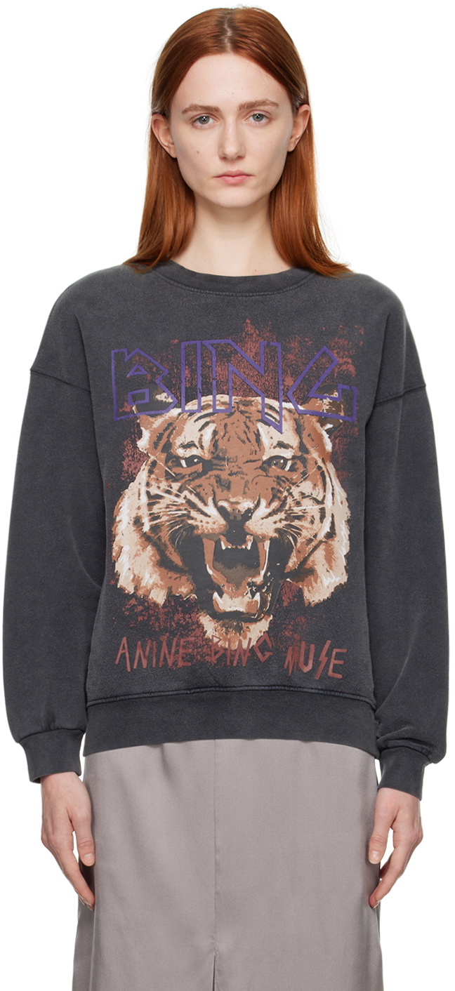 ANINE BING Black Tiger Sweatshirt ANINE BING