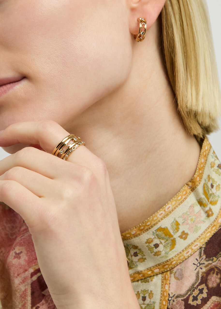 Coach Logo Ring Stack set of Three Gold Coach