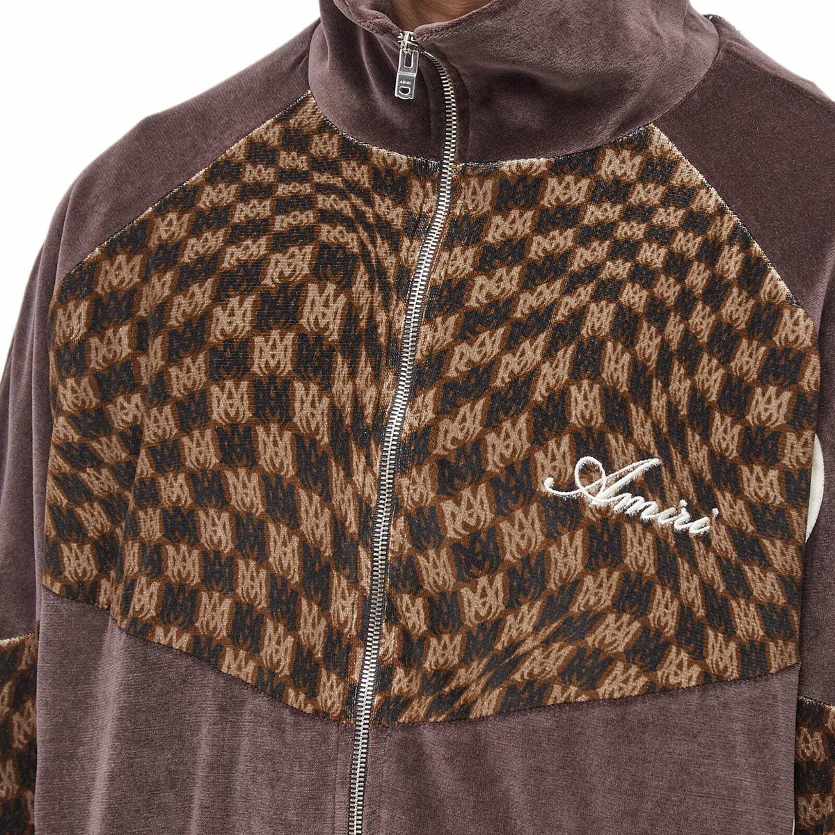 AMIRI Men's Wavy MA Velour Track Jacket in Brown Amiri