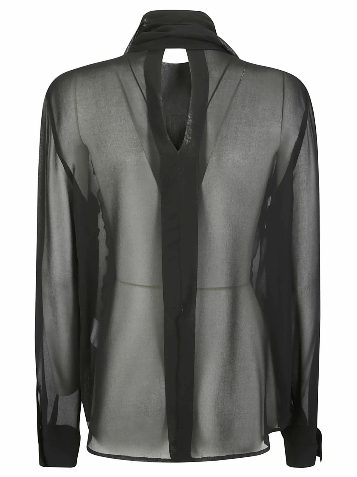 Parosh Black Shirt With Embroidery And Transparency Parosh
