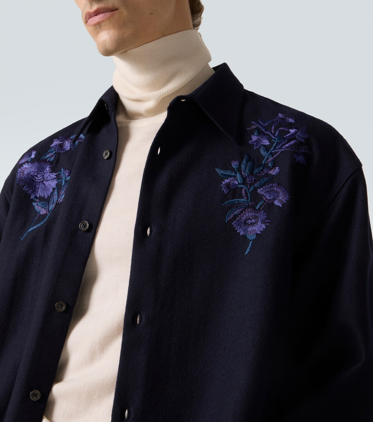 Dries Van Noten Embroidered wool shirt Dries Van Noten