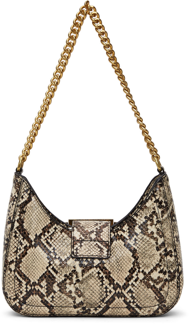 Versace Jeans Couture Beige Snake Buckle Shoulder Bag Versace