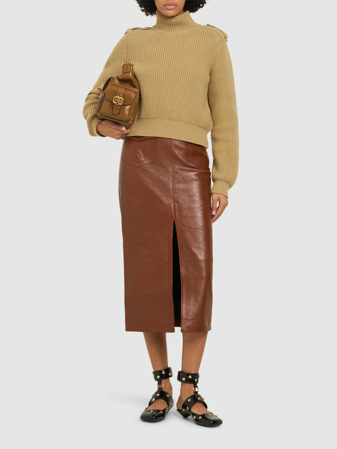 CHLOÉ Wool Blend Knit Turtleneck Sweater Chloe