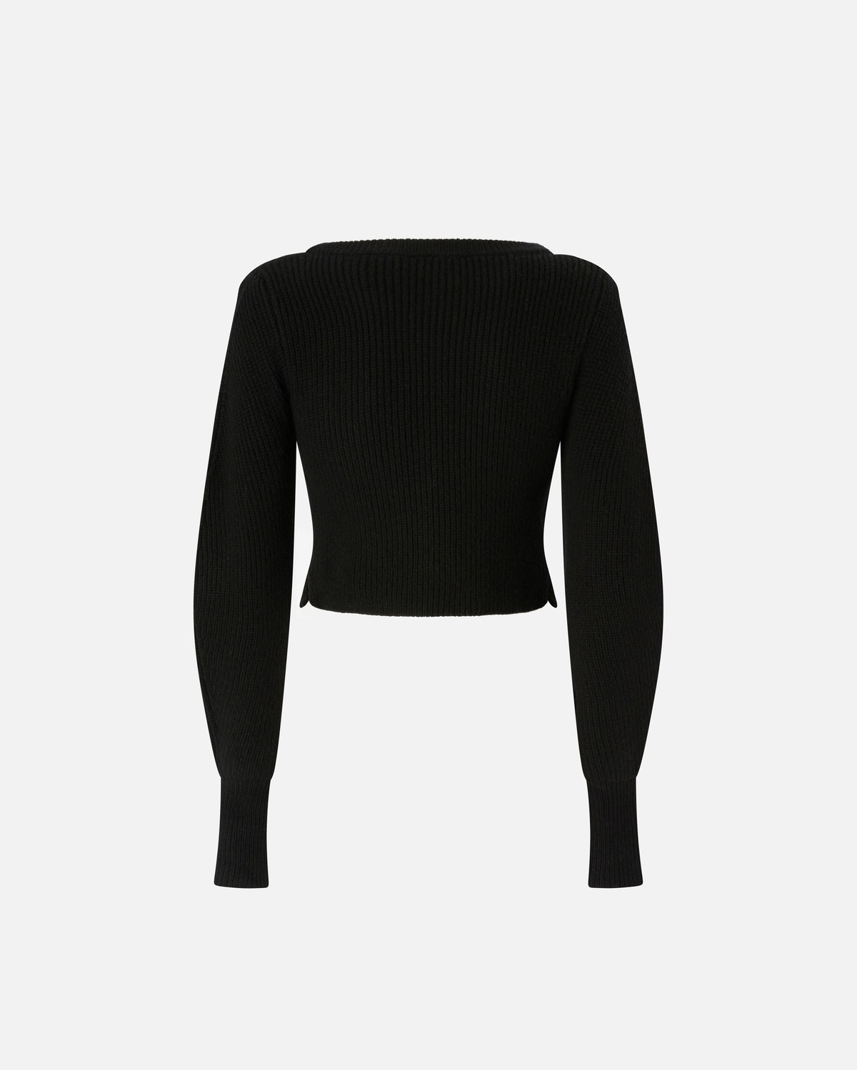 Pinko Ribbed Cropped Cardigan With Lace Hem Limo Black Pinko