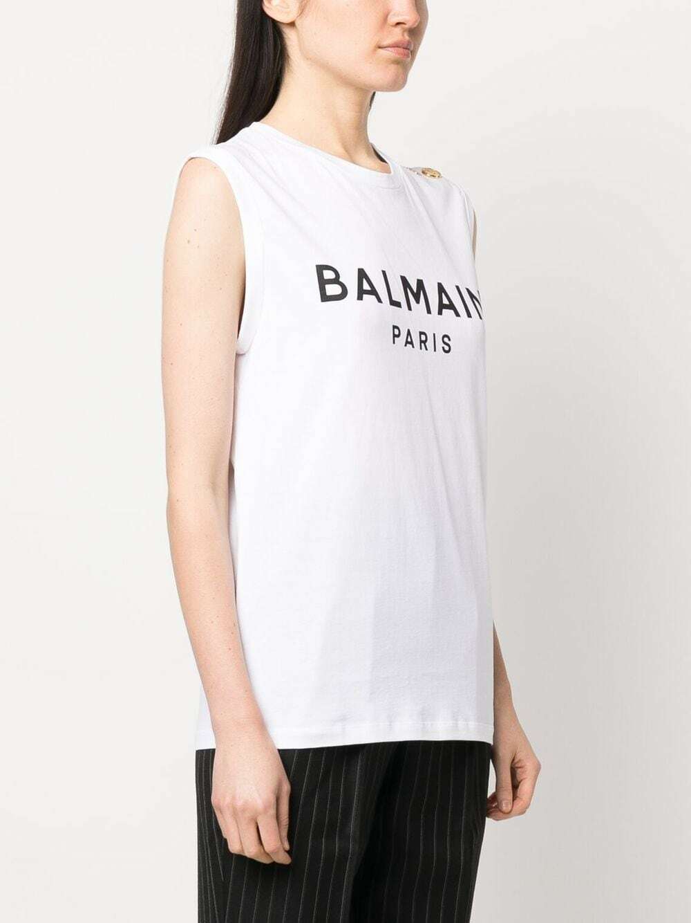 BALMAIN - Logo Cotton Tank Top Balmain