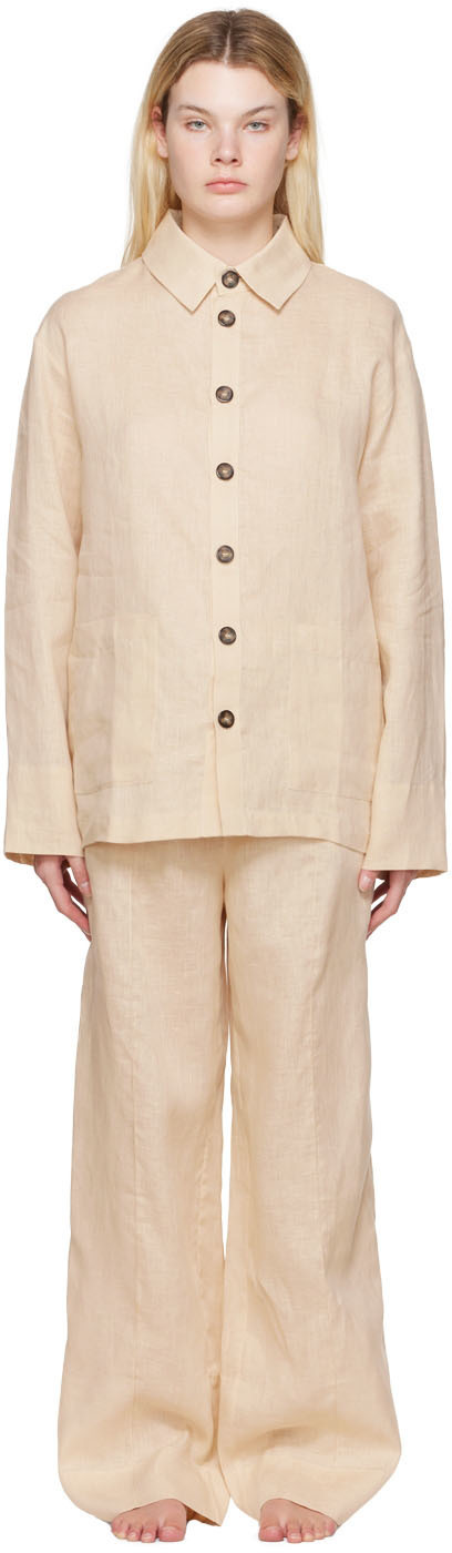 Sleeper Beige Linen Pyjama Set Sleeper