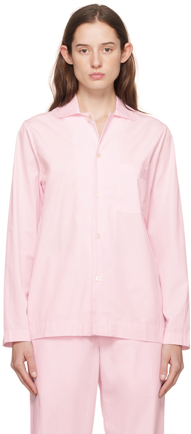 Tekla Pink Long Sleeve Pyjama Shirt Tekla Fabrics