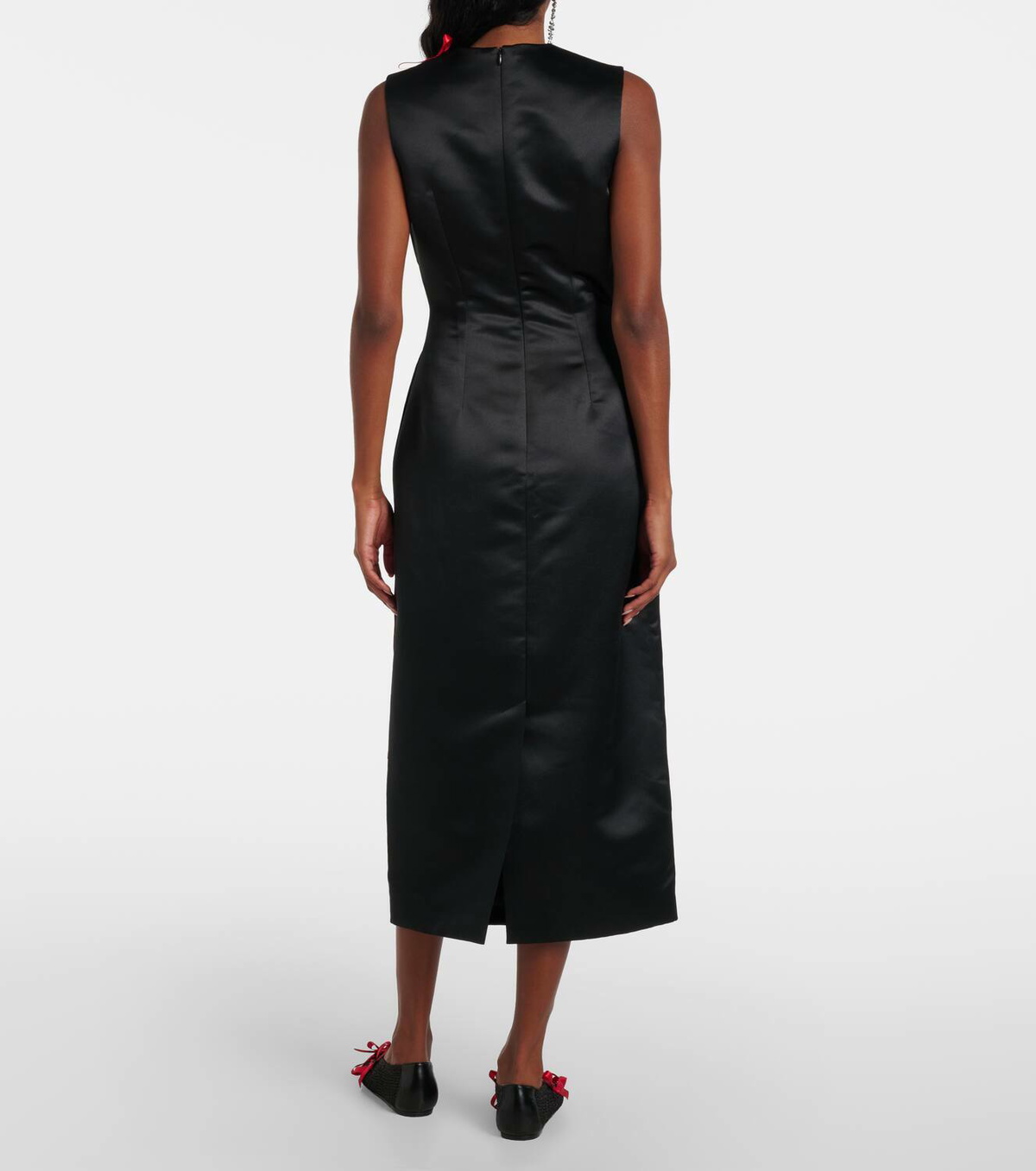 Simone Rocha Bow-detail satin midi dress Simone Rocha