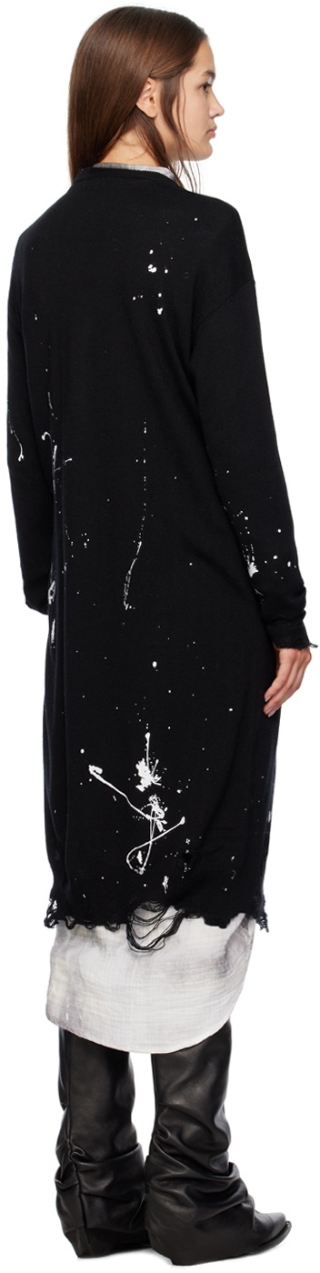 R13 Black Distressed Long Cardigan R13