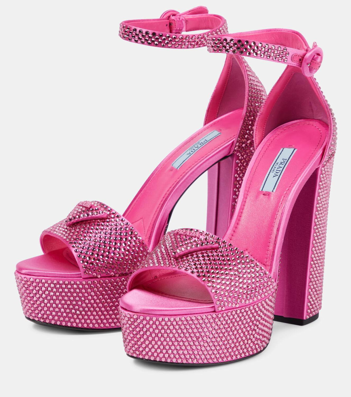 Prada Embellished satin platform sandals Prada