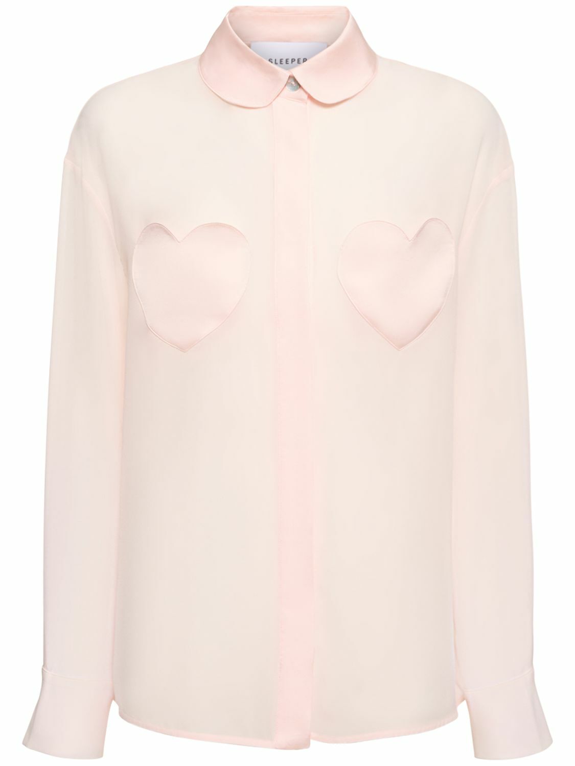 SLEEPER Fluid Shirt W/ Heart Appliqués Sleeper