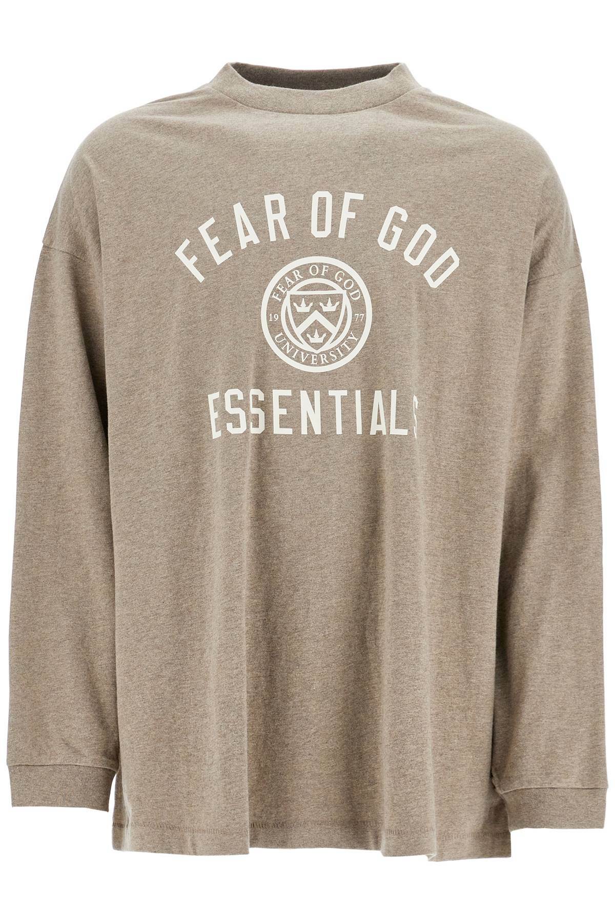 FEAR OF GOD ESSENTIALS heather gray t-shirt in cotton with printed logo ...