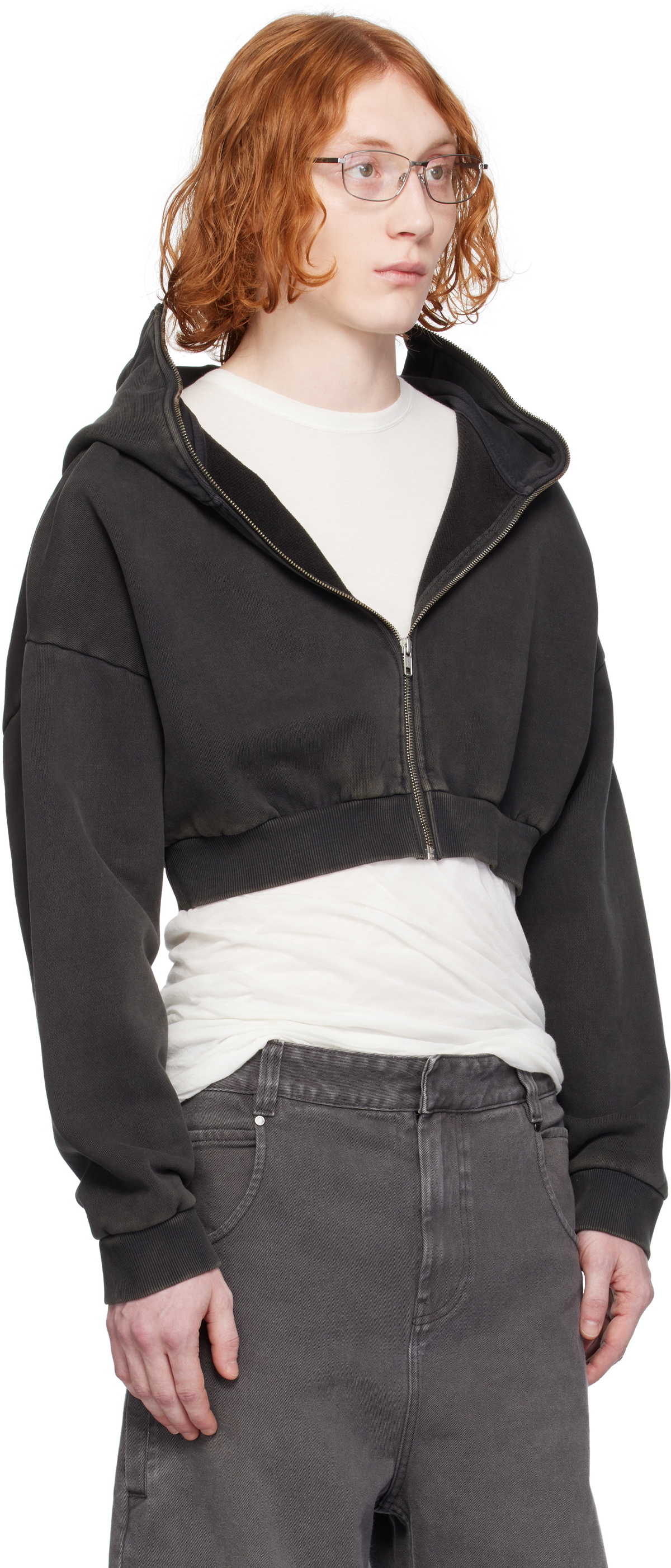 Entire Studios Black Cropped Full Zip Hoodie Entire Studios