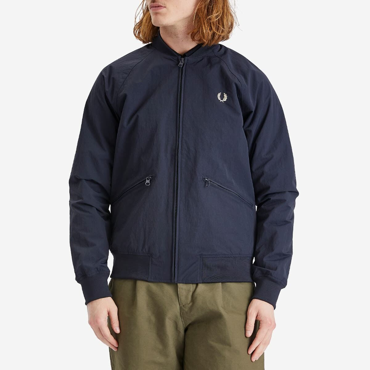 Fred Perry Men's Textured Tennis Bomber Jacket in Navy Fred Perry