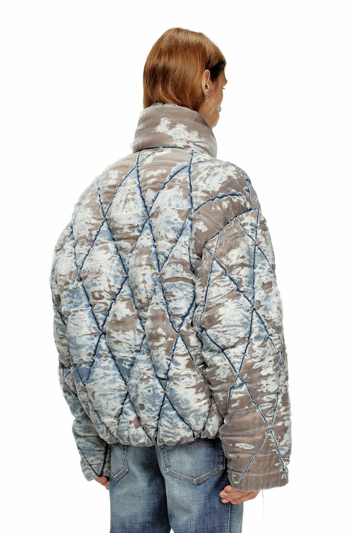 Diesel Padded jacket in argyle-quilted devoré denim - Winter Jackets ...