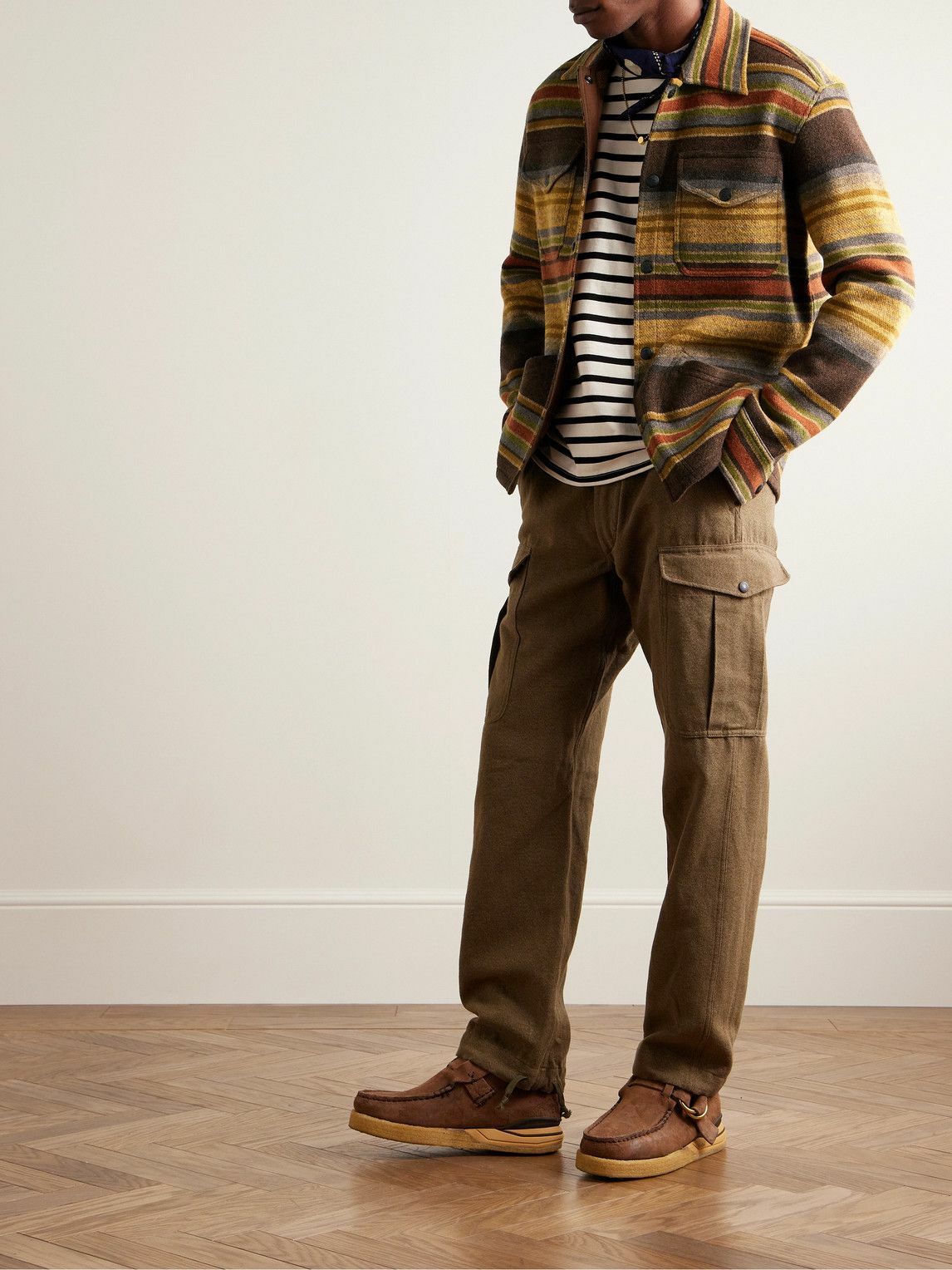 RRL - Striped Wool Overshirt - Brown RRL