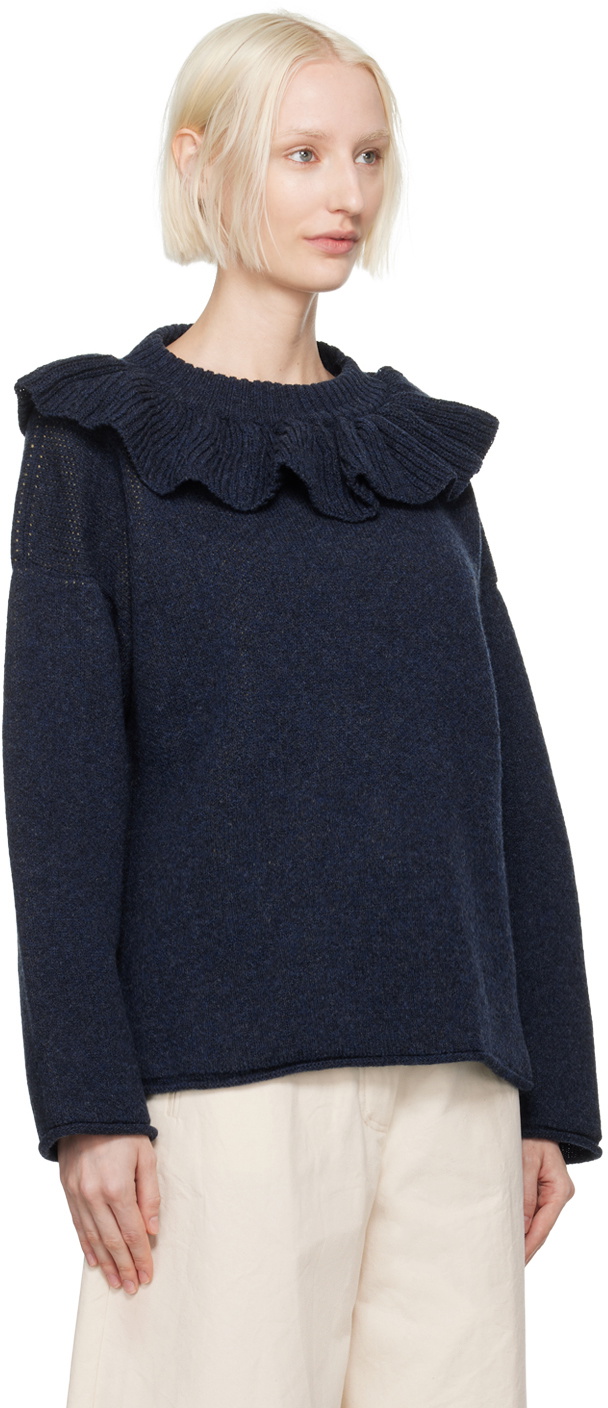 Cawley Navy Ruffle Sweater Cawley
