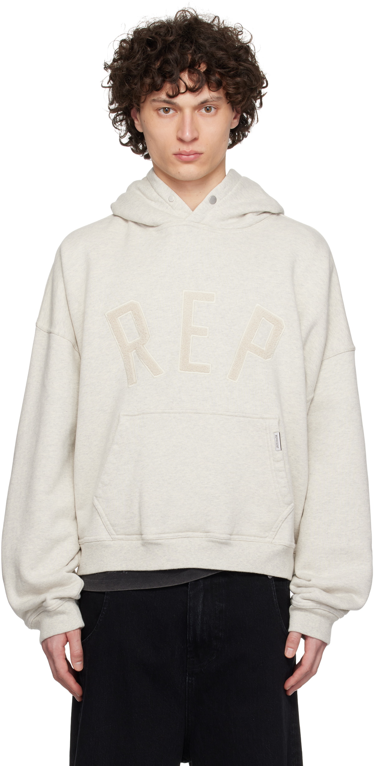 Represent Gray 'Rep' Appliqué Hoodie Represent