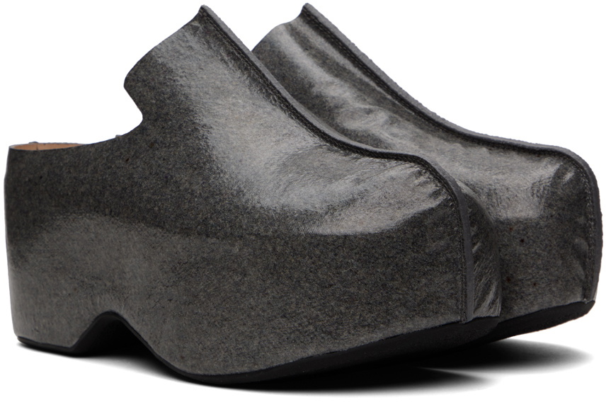 JW Anderson Gray Laminated Felt Platform Clogs JW Anderson