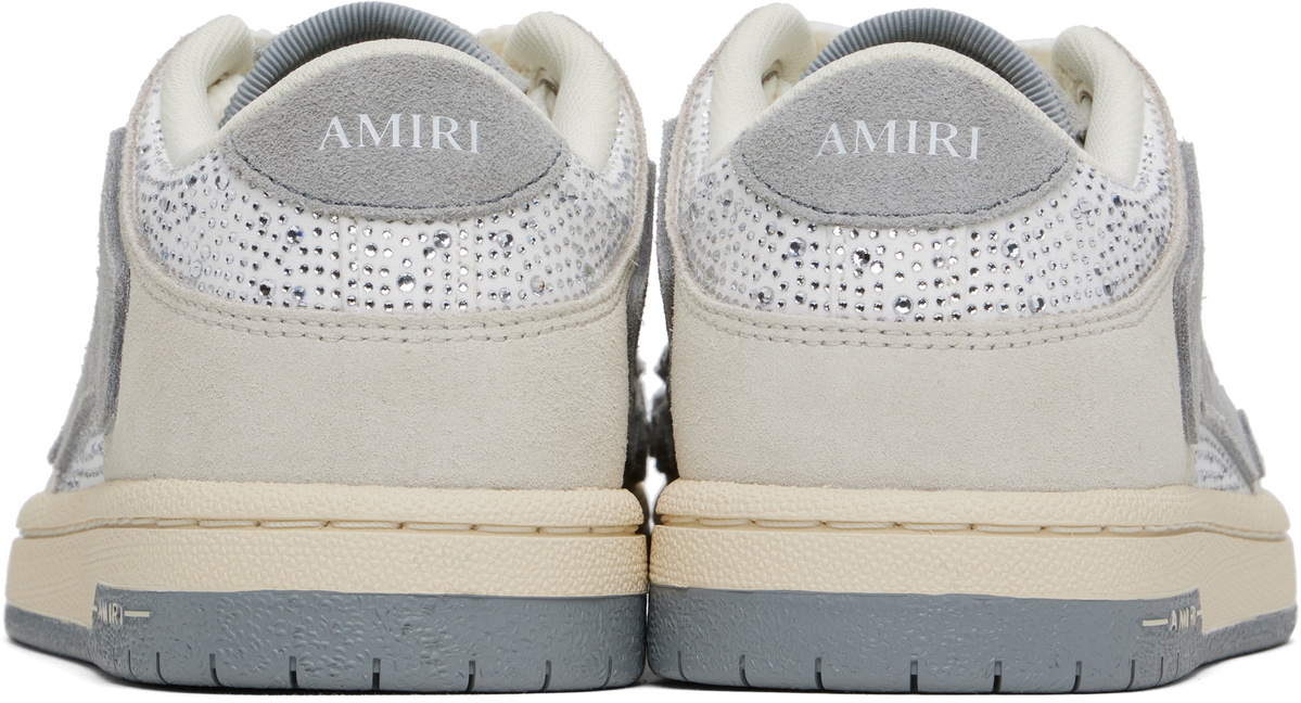 AMIRI Gray & White Crystal Suede Skel Top Low Sneakers Amiri