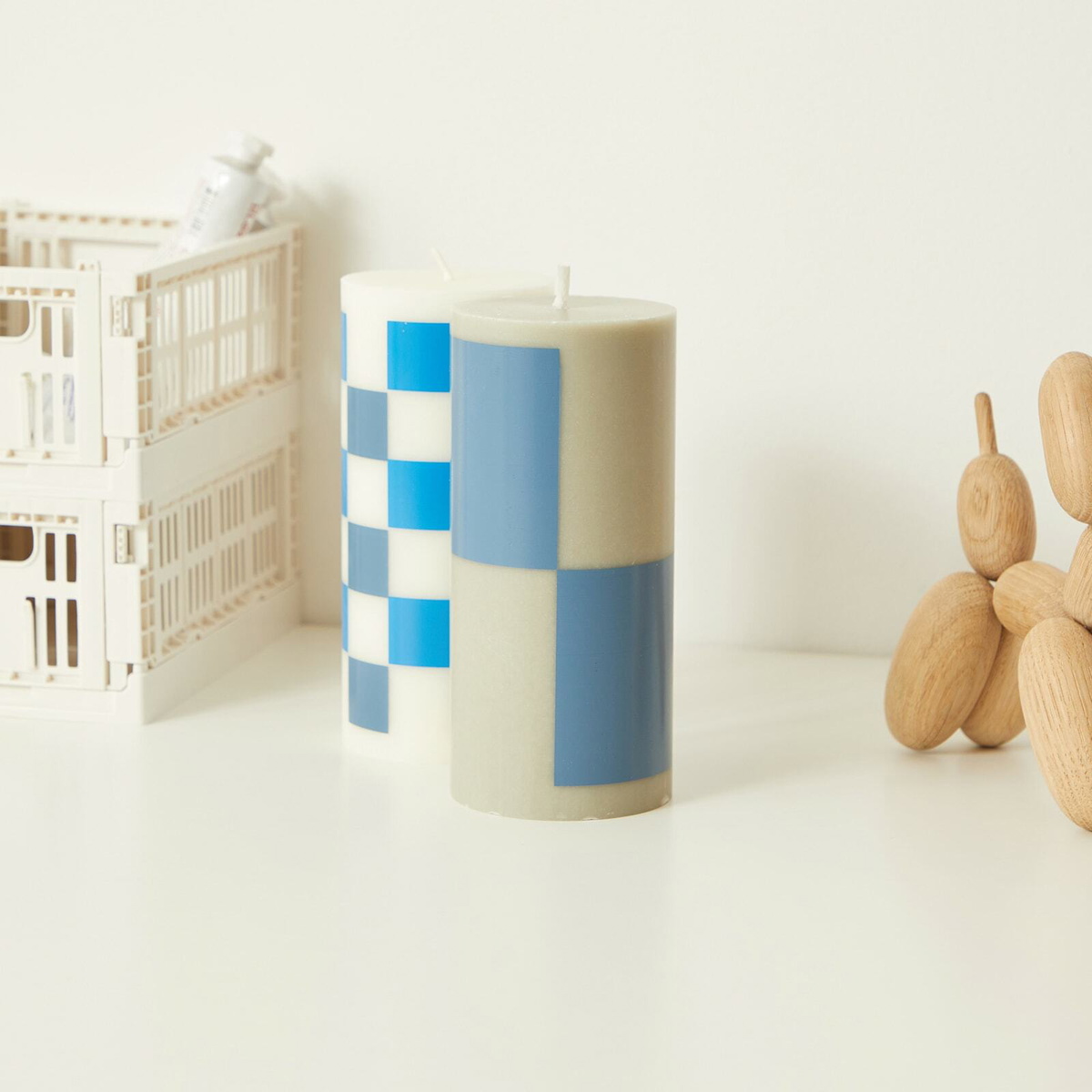 HAY Column Candle Small in Grey/Blue HAY