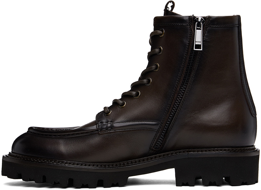 BOSS Brown Apron Toe Boots BOSS