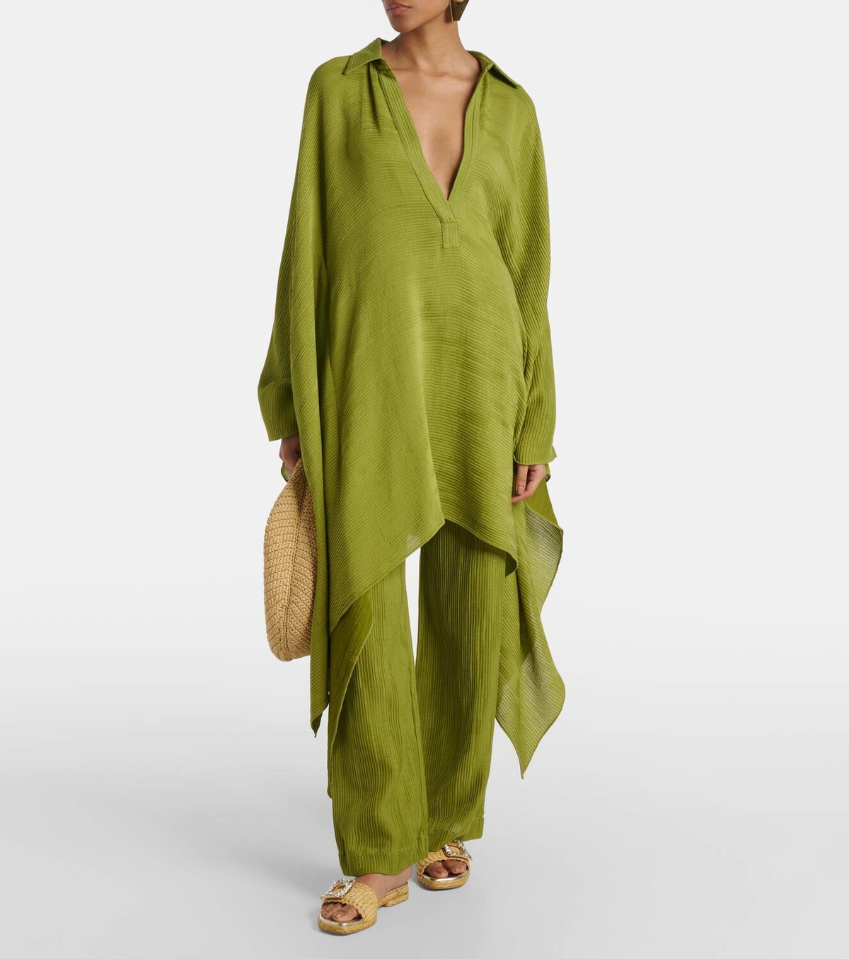 Roger Vivier Crystal-embellished raffia mules Roger Vivier