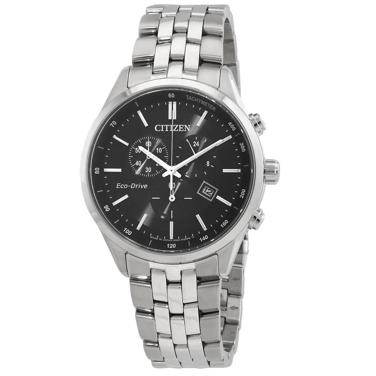 Citizen Eco-Drive Chronograph Black Dial Mens Watch AT2140-55E Citizen