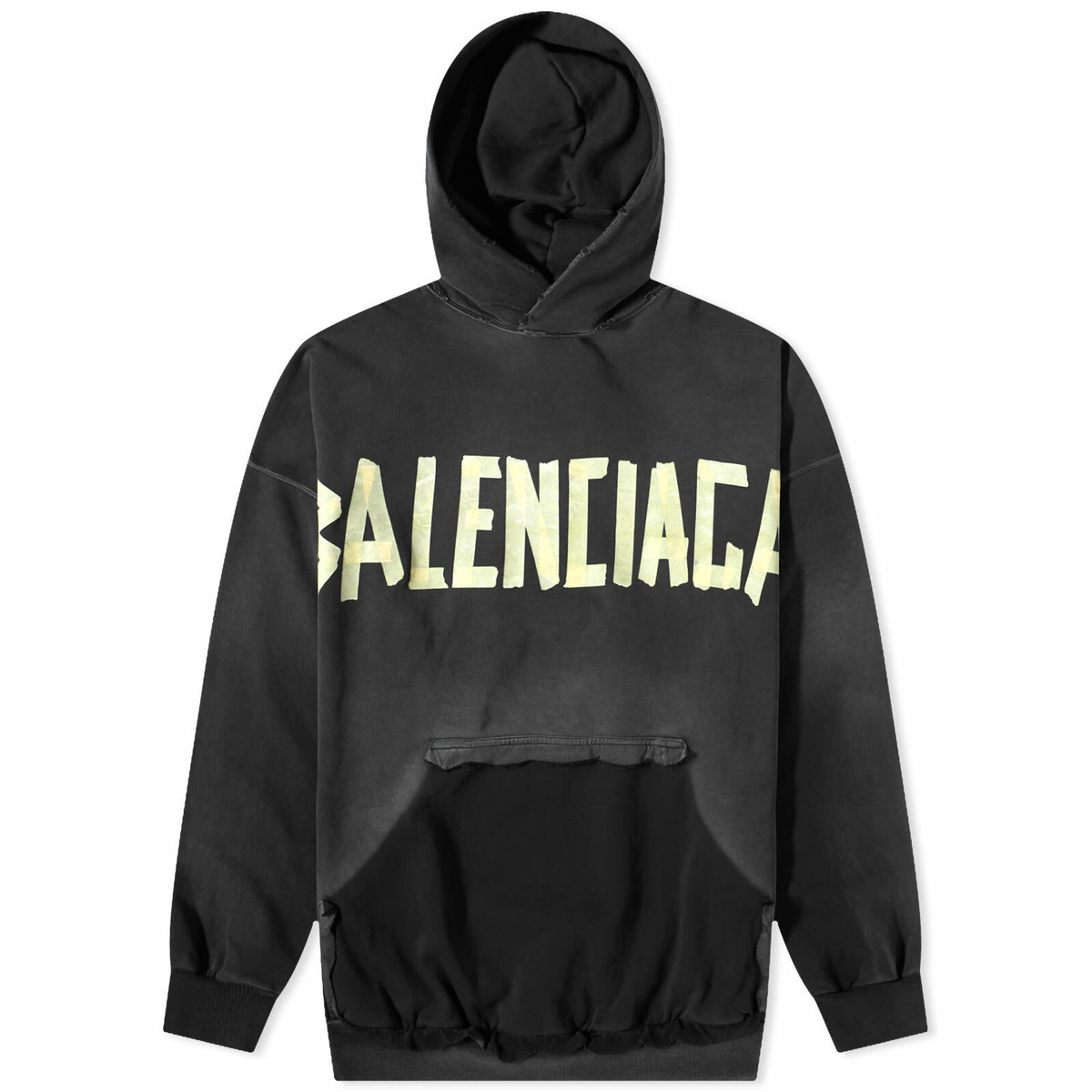 Balenciaga Men's Tape Type Popover Hoody in Washed Black Balenciaga