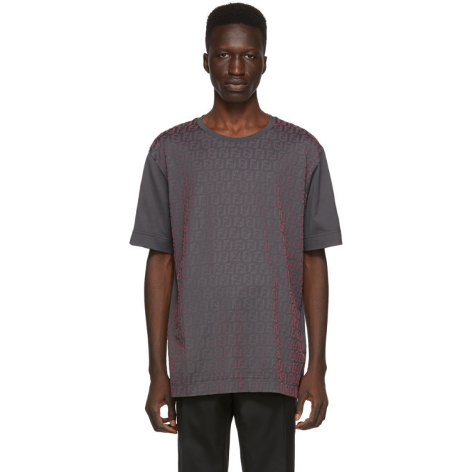 Fendi Grey and Pink Forever Fendi All Over Print T-Shirt Fendi