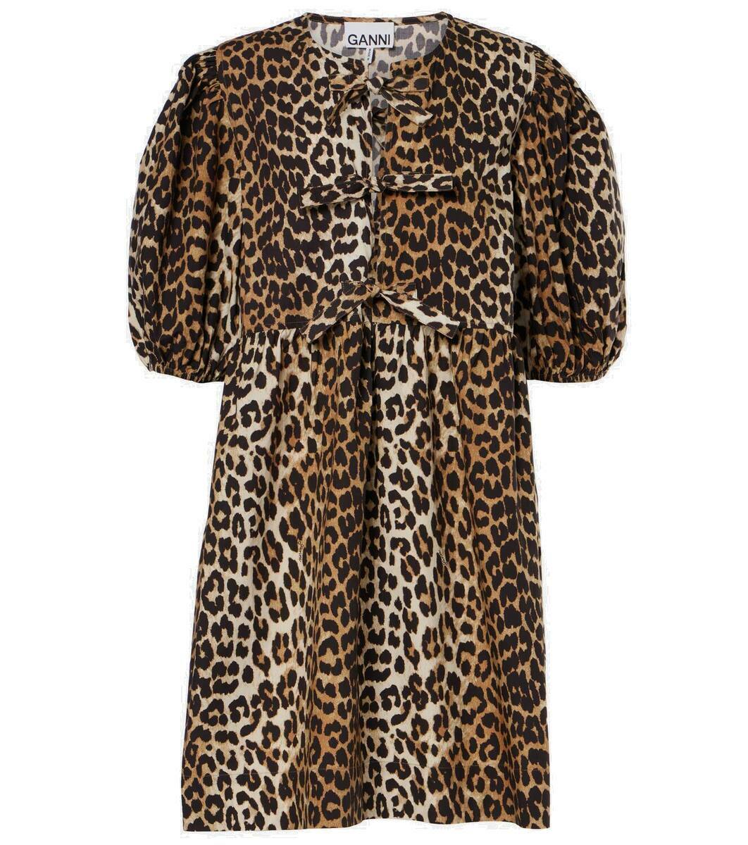 Ganni Leopard-print cotton minidress GANNI