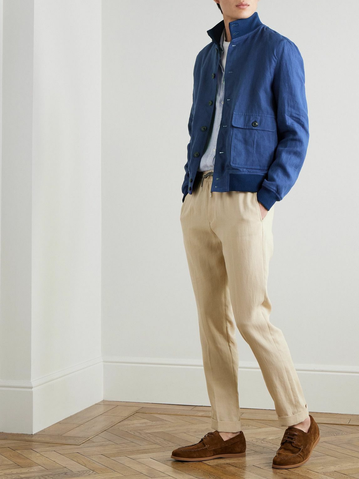 Valstar - Valstarino Linen Bomber Jacket - Blue Valstarino