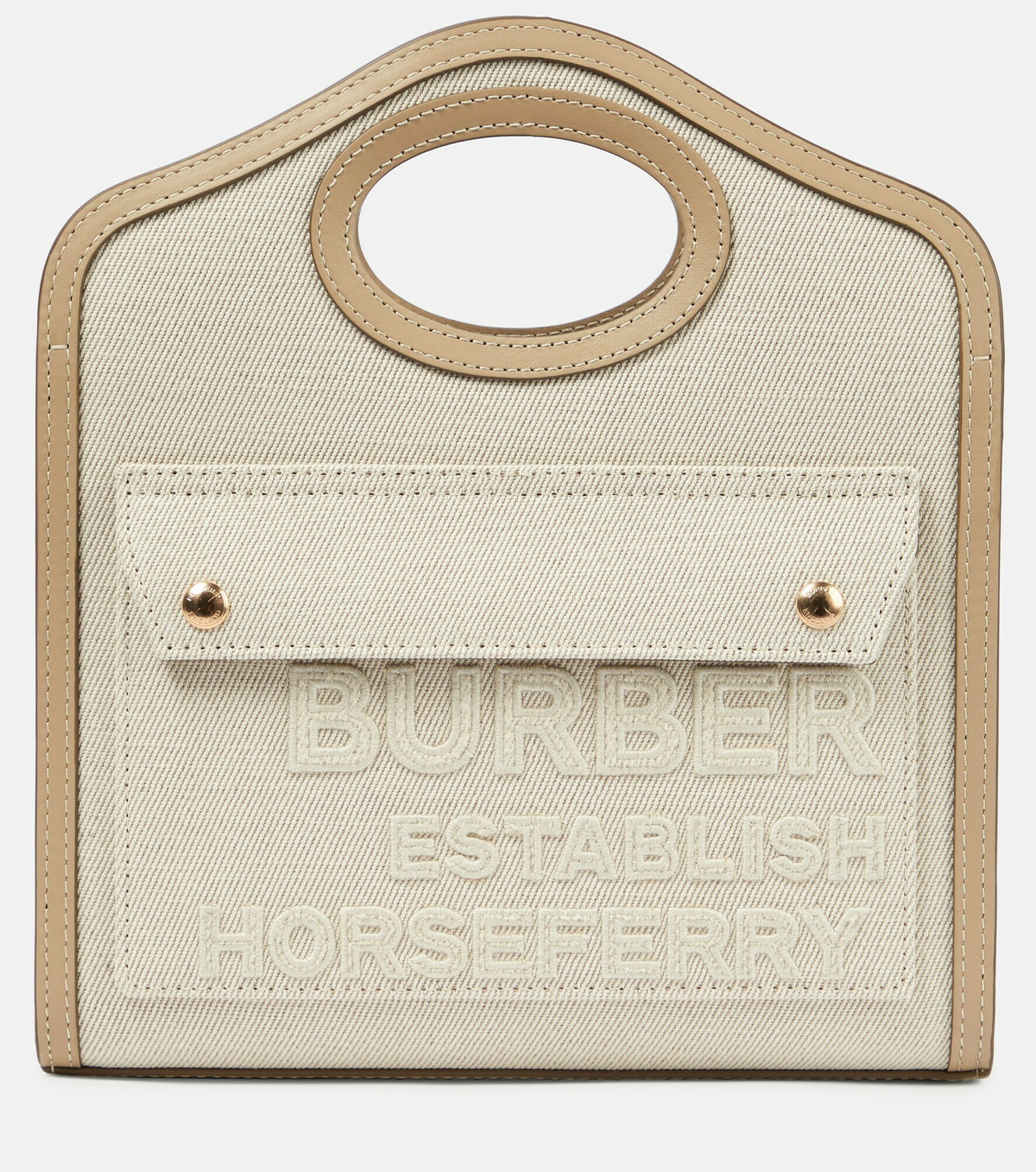 Burberry - Pocket Mini leather-trimmed canvas tote Burberry