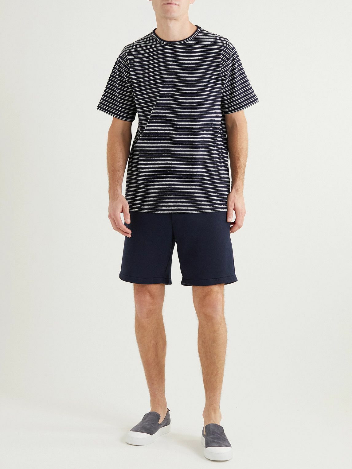 Mr P. - Striped Cotton-Jersey T-Shirt - Blue Mr P.