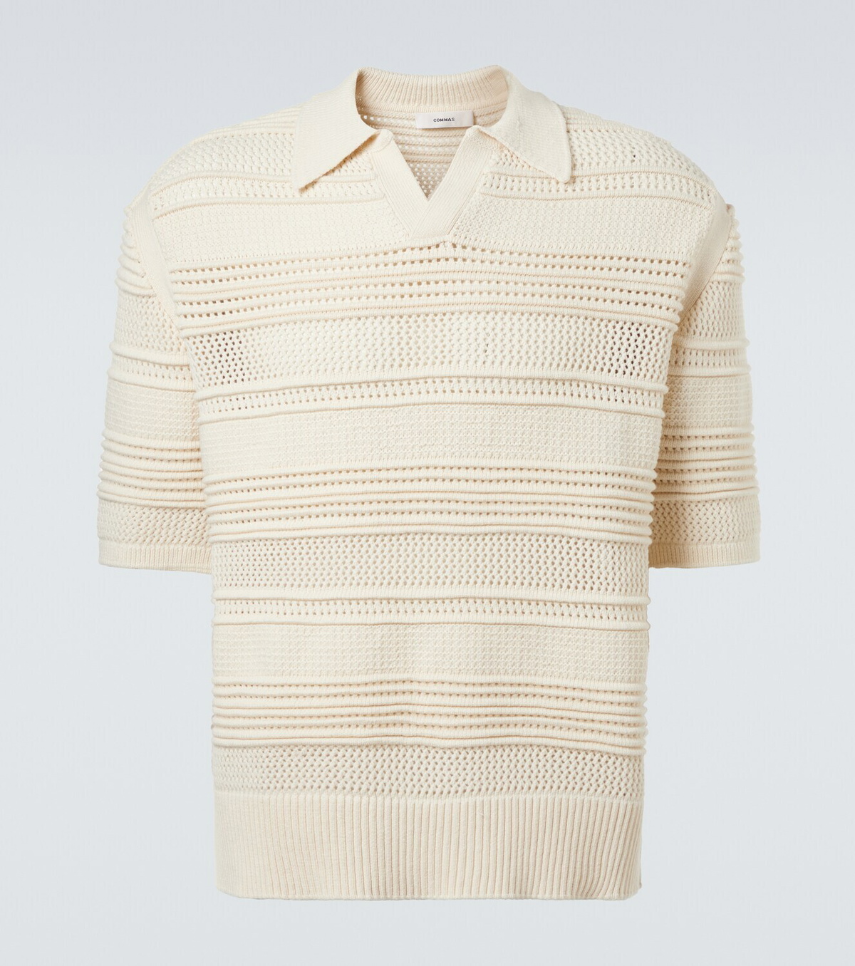 Commas Crochet cotton-blend polo shirt Commas