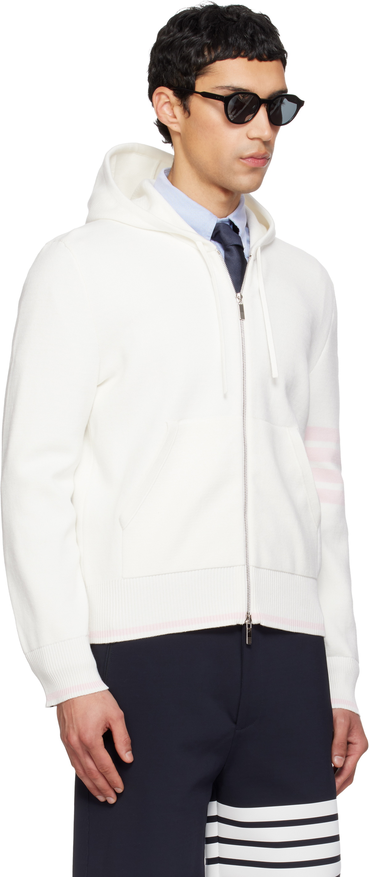 Thom Browne Off-White Milano Stitch Zip Hoodie Thom Browne