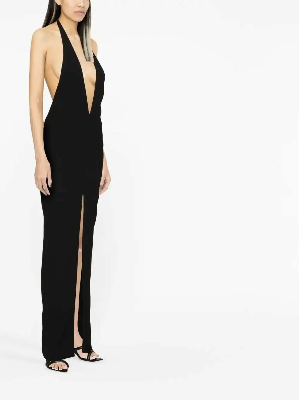 Mônot Halterneck Plunging Gown Monot