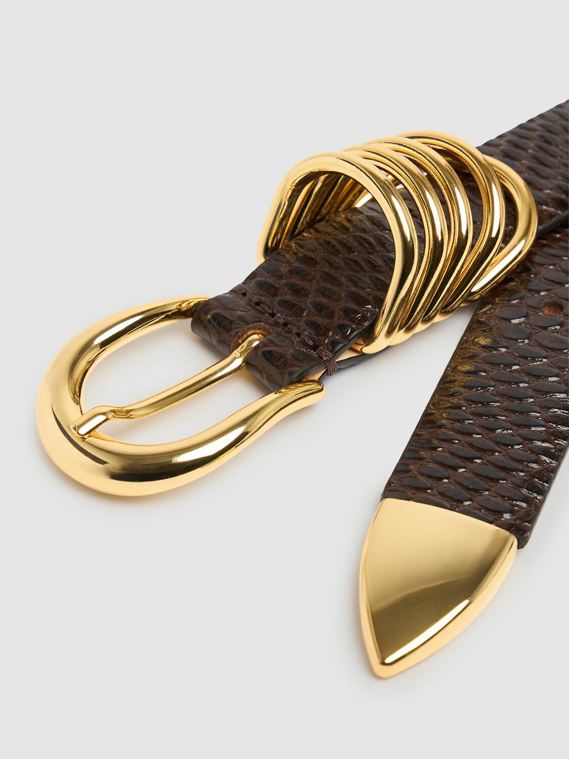 DÉHANCHE Hollyhock Viper Embossed Leather Belt Déhanche