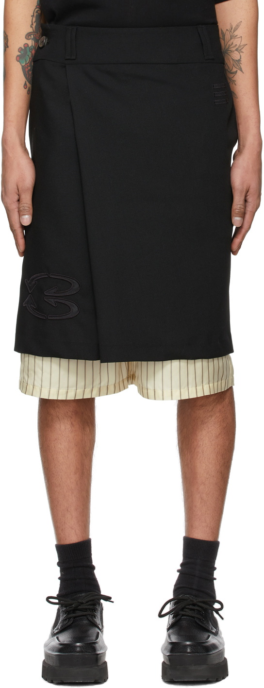 NAMESAKE Black Wool Milk Layered Skort NAMESAKE