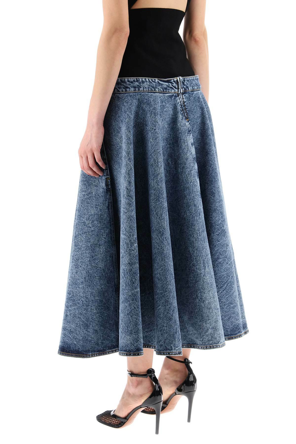 ALAIA denim skirt with ruffle hem Blue ALAÏA
