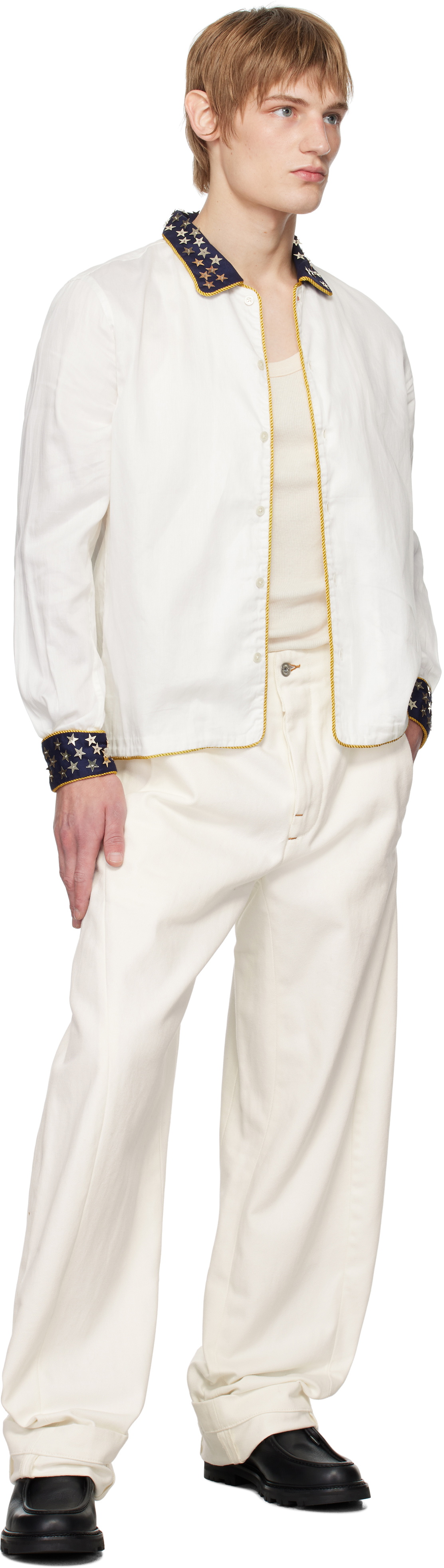 Bode Off-White Starry Pageant Shirt Bode