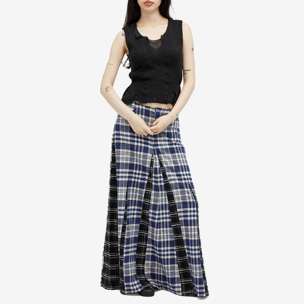 Our Legacy Women's Rebel Skirt in Black And Blue Coastal Flannel Our Legacy