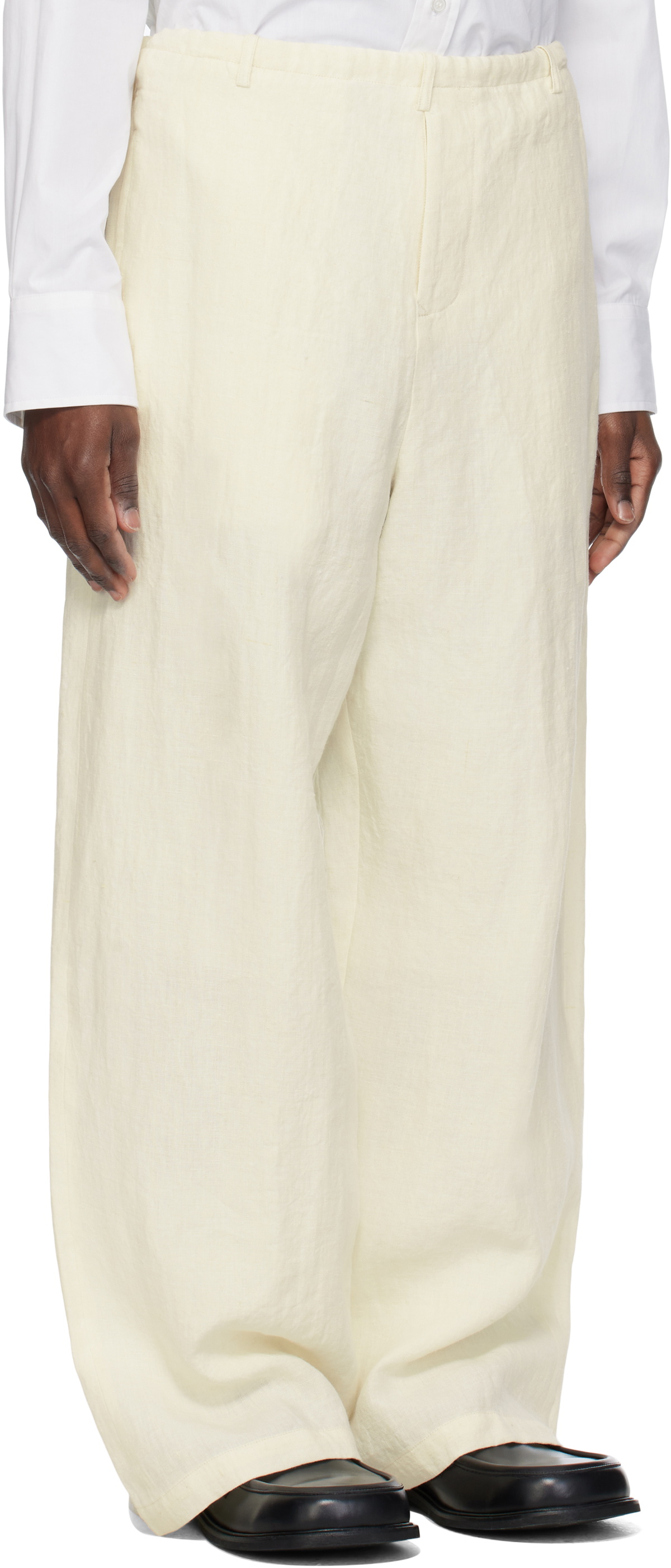 SOSHIOTSUKI Off-White Linen Washer Wide Judo Trousers SOSHIOTSUKI