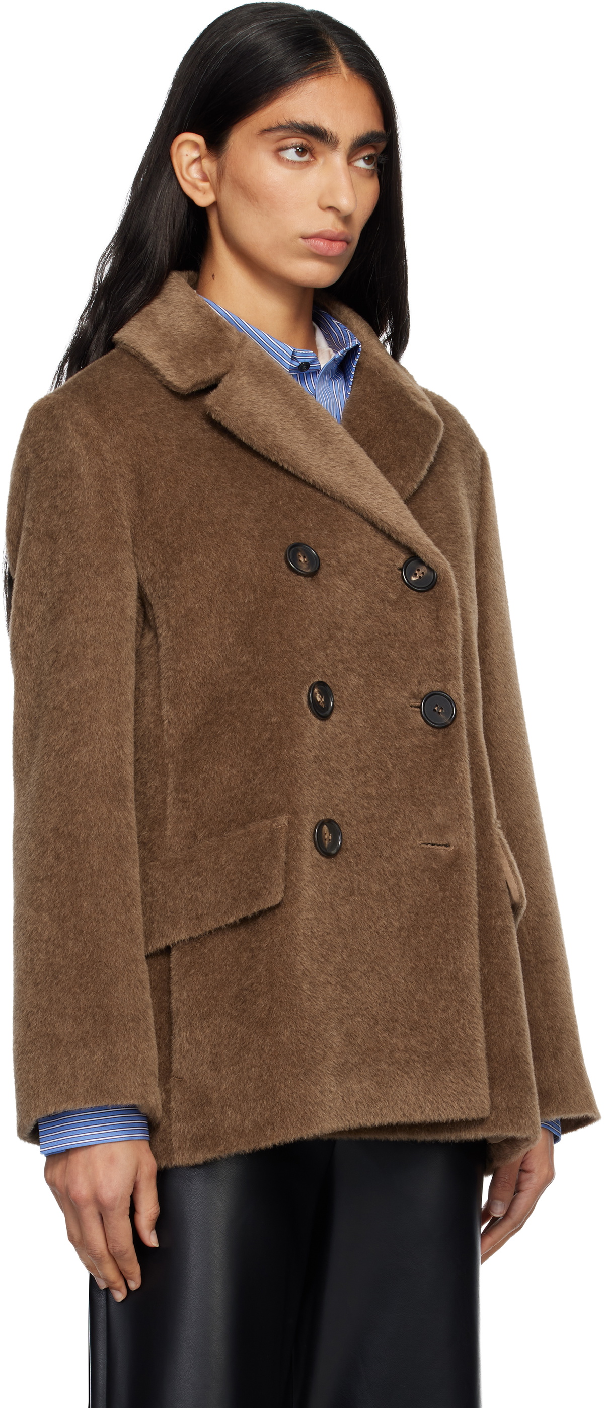 Max Mara Tan Atillio Faux-Fur Coat Max Mara