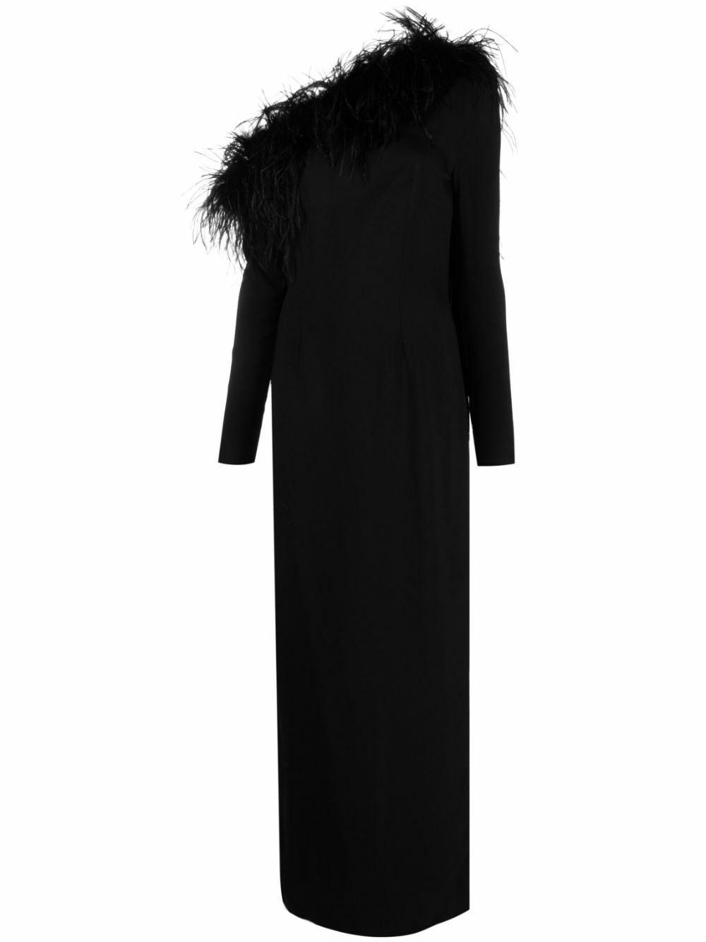 Taller Marmo Black Garbo Feather-Trim Gown Taller Marmo