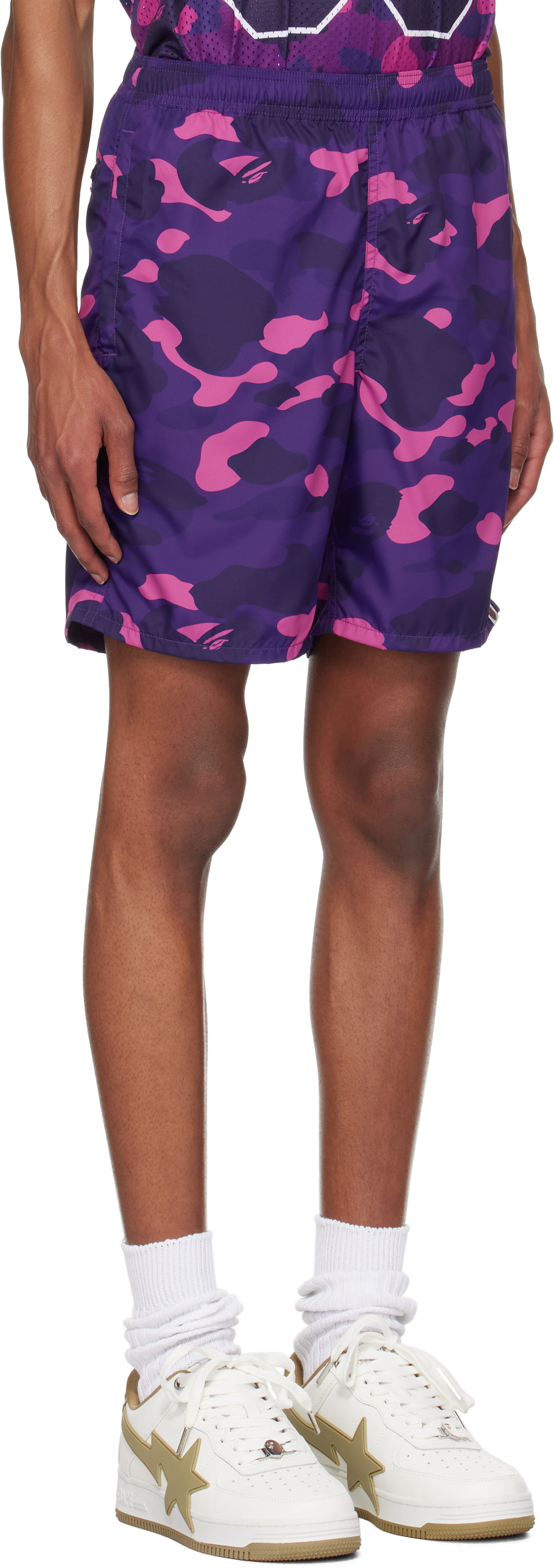 BAPE Purple Color Camo Ape Head One Point Swim Shorts A Bathing Ape