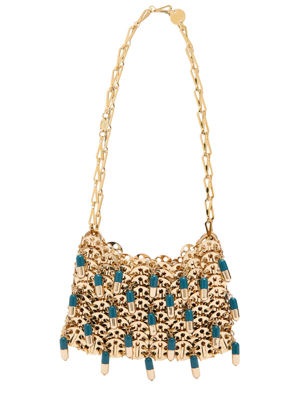 Rabanne 1969 Nano Pill Embellished Disc Shoulder bag - Gold - One Size ...