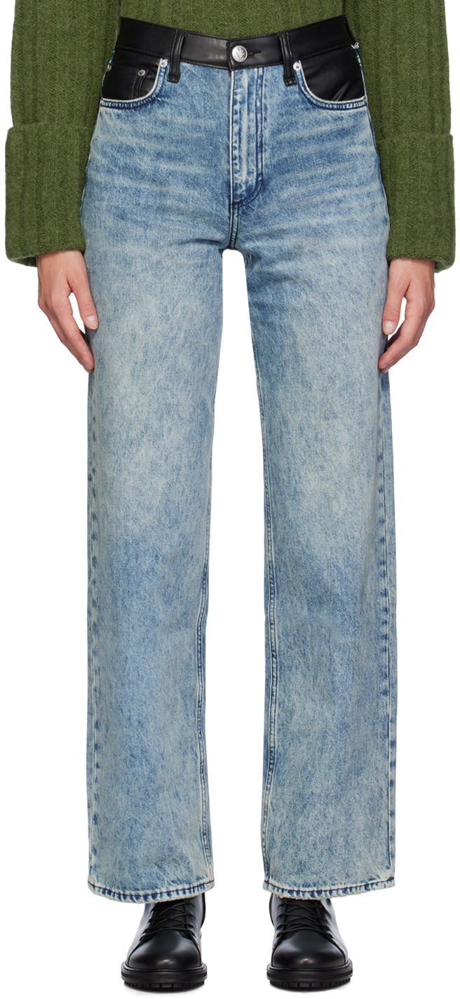 rag & bone Blue Straight Shea Combo High Rise Relaxed Jeans Rag and Bone